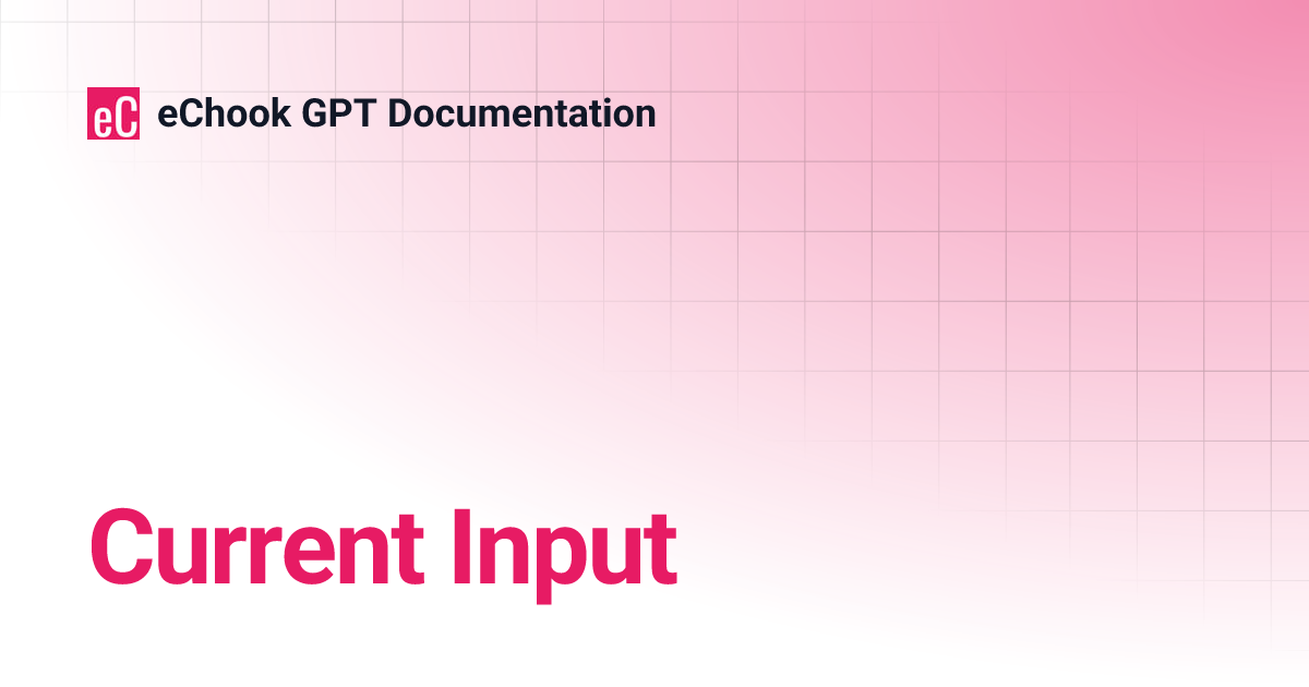 Current Input | eChook GPT Documentation